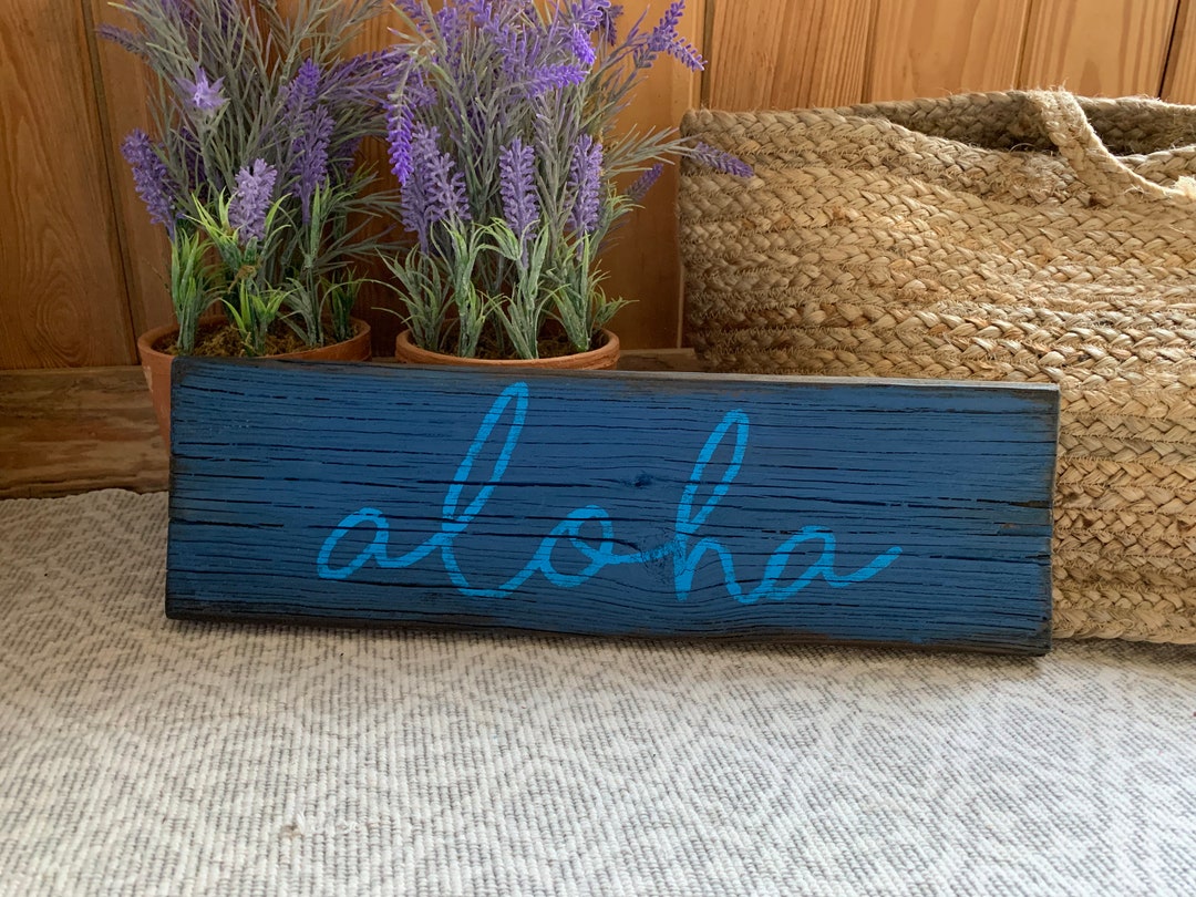 Aloha Sign on Reclaimed Barnwood Hand-painted Rustic Barn Wood 18" X 5. ...