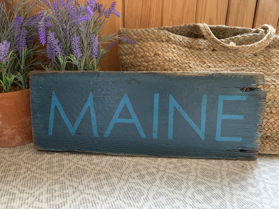 Rustic Maine Sign - Hand-painted - Distressed - Nautical - Coastal ...