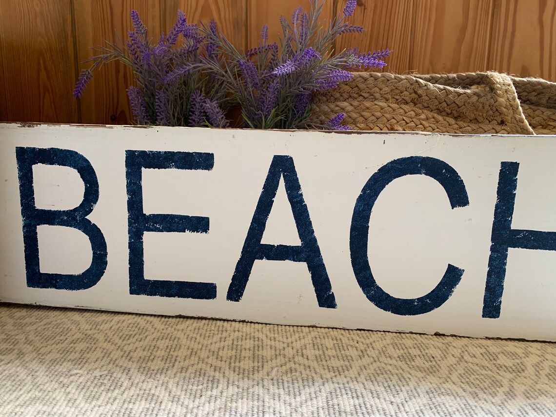 Rustic Beach Sign on Barn Wood - One of a Kind - Handmade - Distressed ...