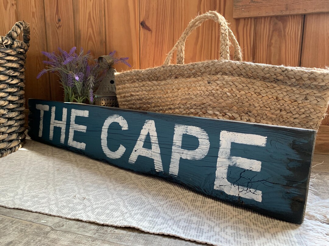 THE CAPE Sign on Barnwood Hand-painted Distressed Rustic 36" X 6" Ready ...