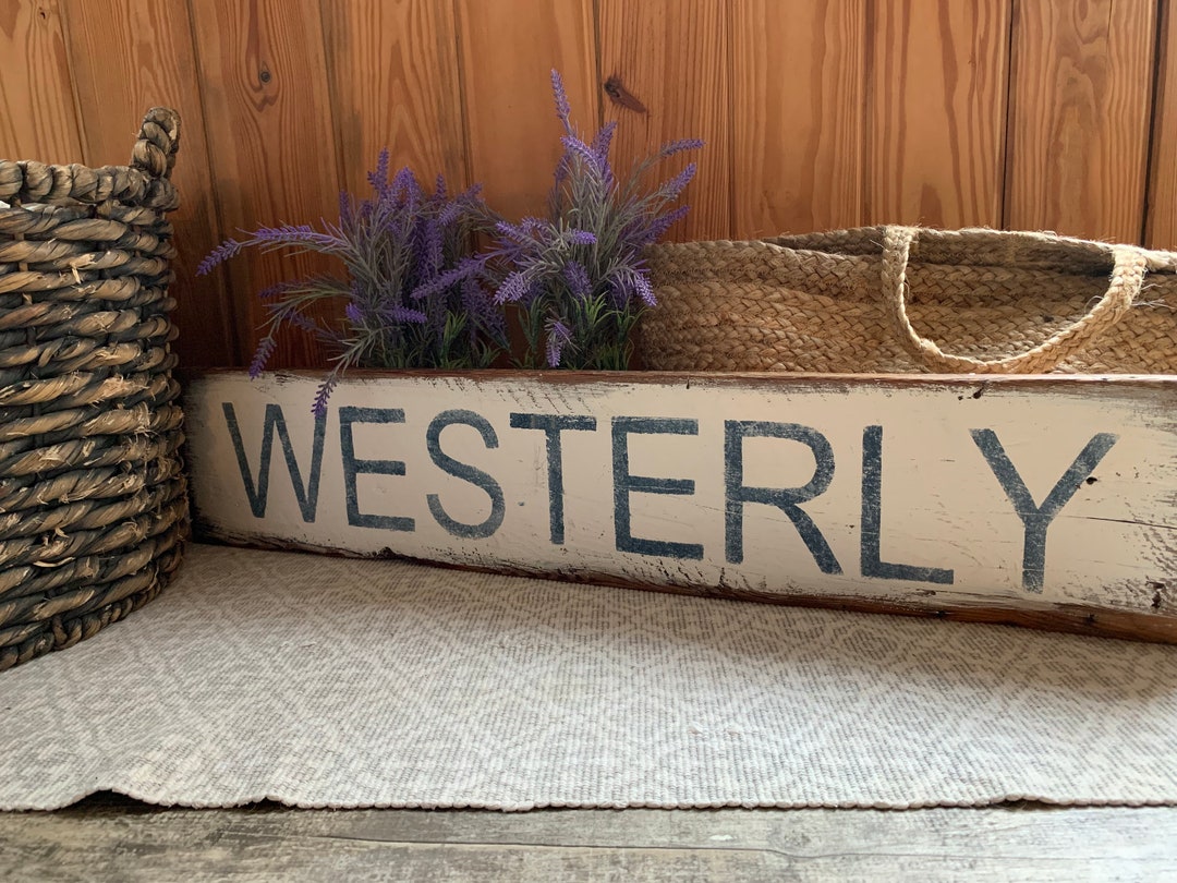 Rustic Westerly Rhode Island Sign on Barn Wood Wood Handmade 33" X 7 ...