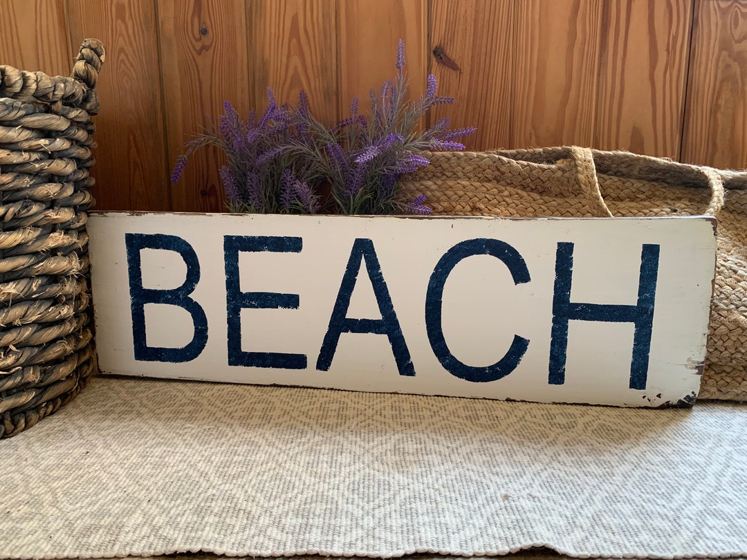 Rustic Beach Sign on Barn Wood - One of a Kind - Handmade - Distressed ...
