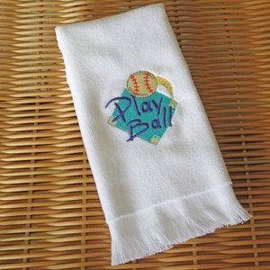 Baseball Embroidered Fingertip Guest Towel Handmade - Etsy