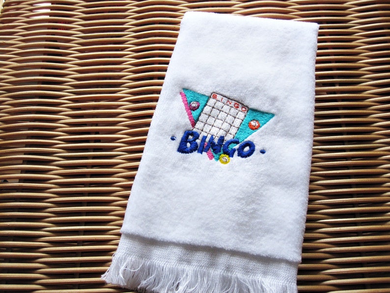 Bingo Embroidered Fingertip Guest Towel Handmade - Etsy