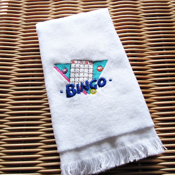 Bingo Embroidered Fingertip Guest Towel Handmade - Etsy