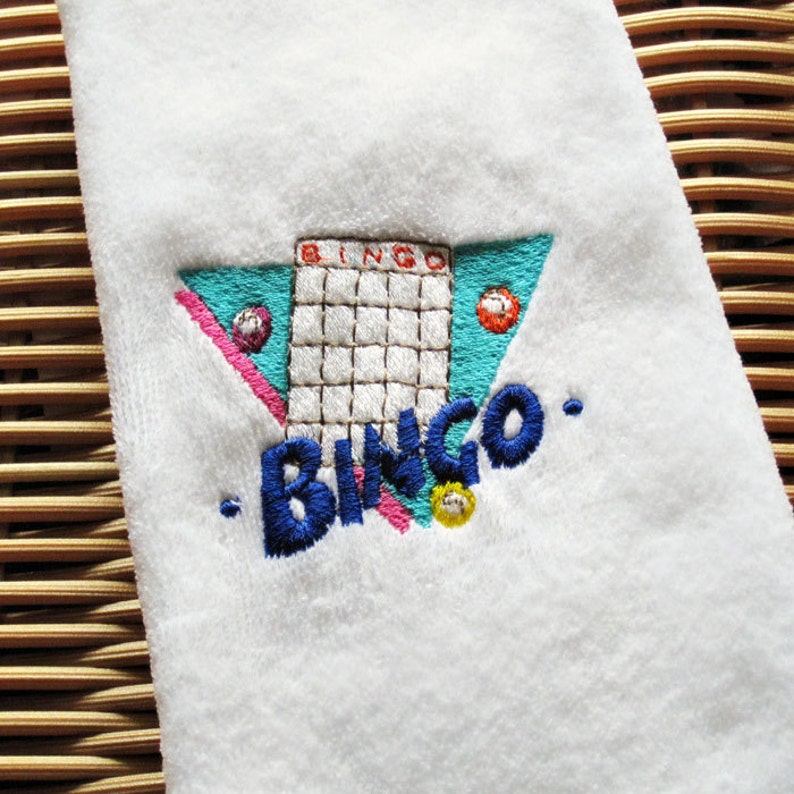 Bingo Embroidered Fingertip Guest Towel Handmade - Etsy