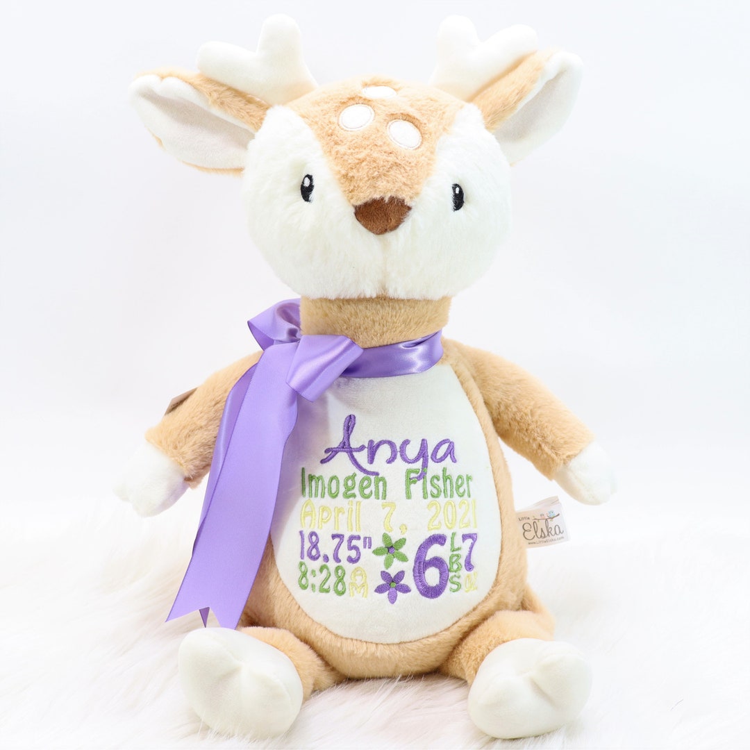 Personalized Stuffed Animal, Personalized Deer, Birth Stat Animal ...