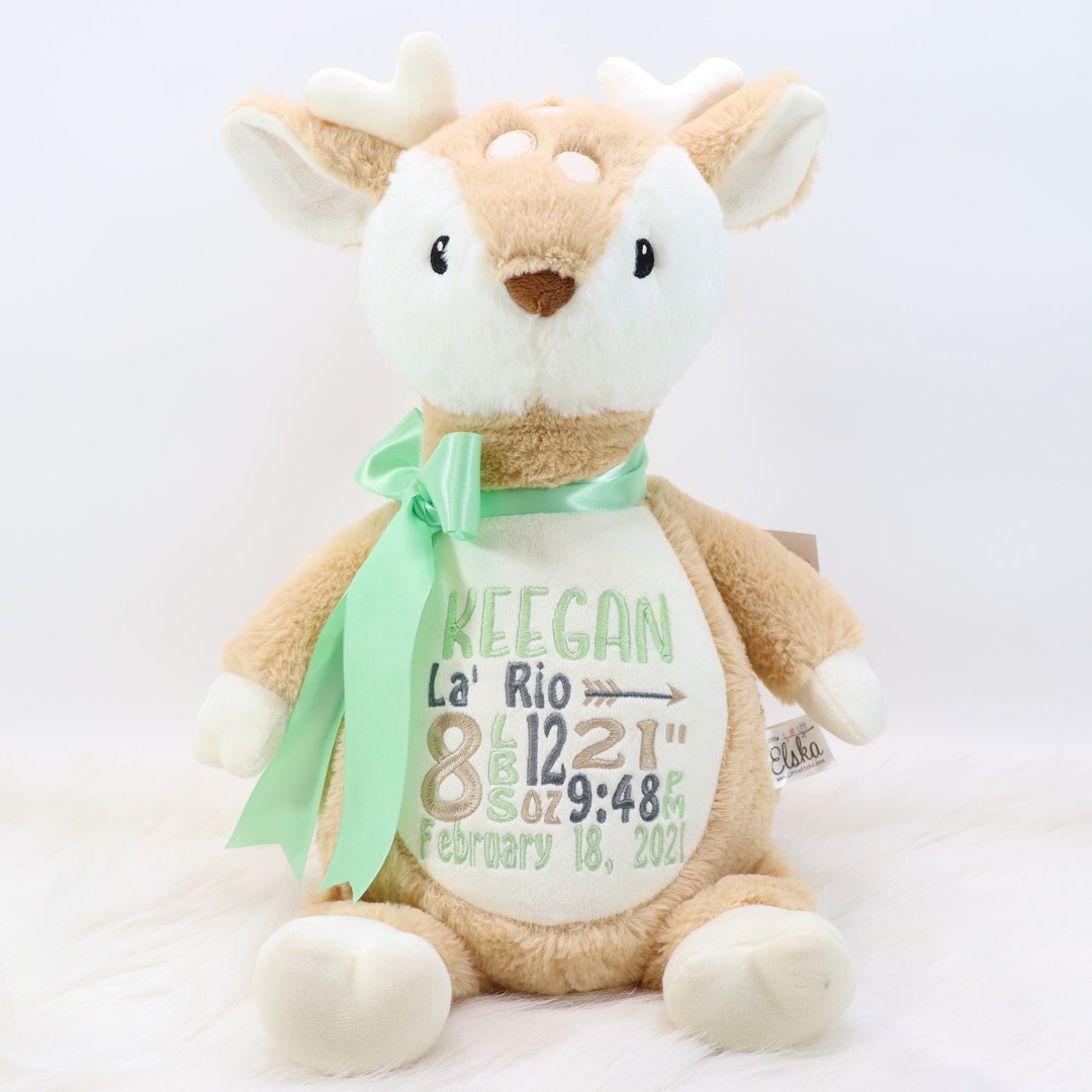 Personalized Stuffed Animal, Personalized Deer, Birth Stat Animal ...