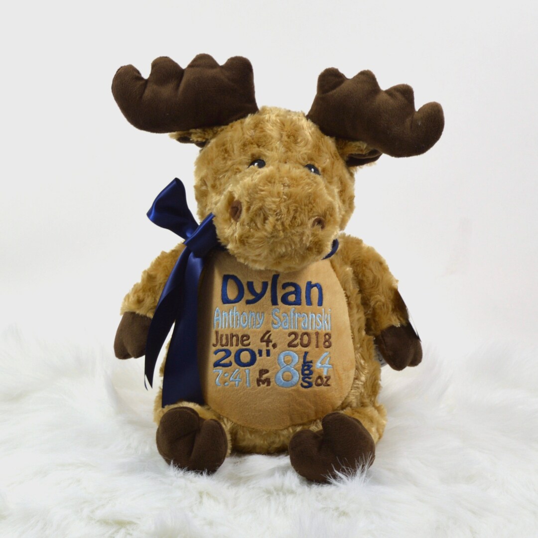 Personalized Stuffed Animal, Personalized Moose, Birth Stat Animal ...
