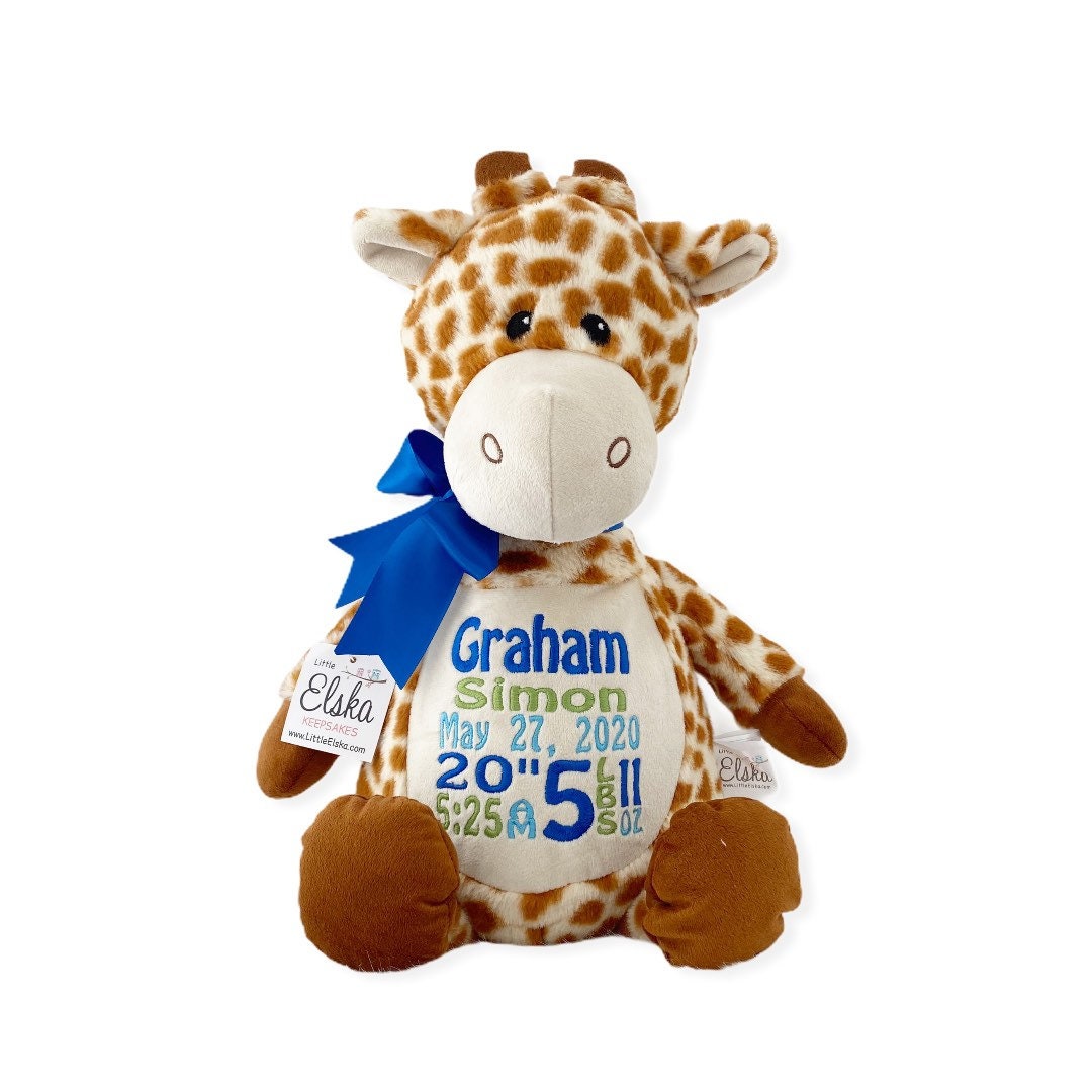 Personalized Stuffed Animal, Personalized Giraffe, Birth Stats Animal ...