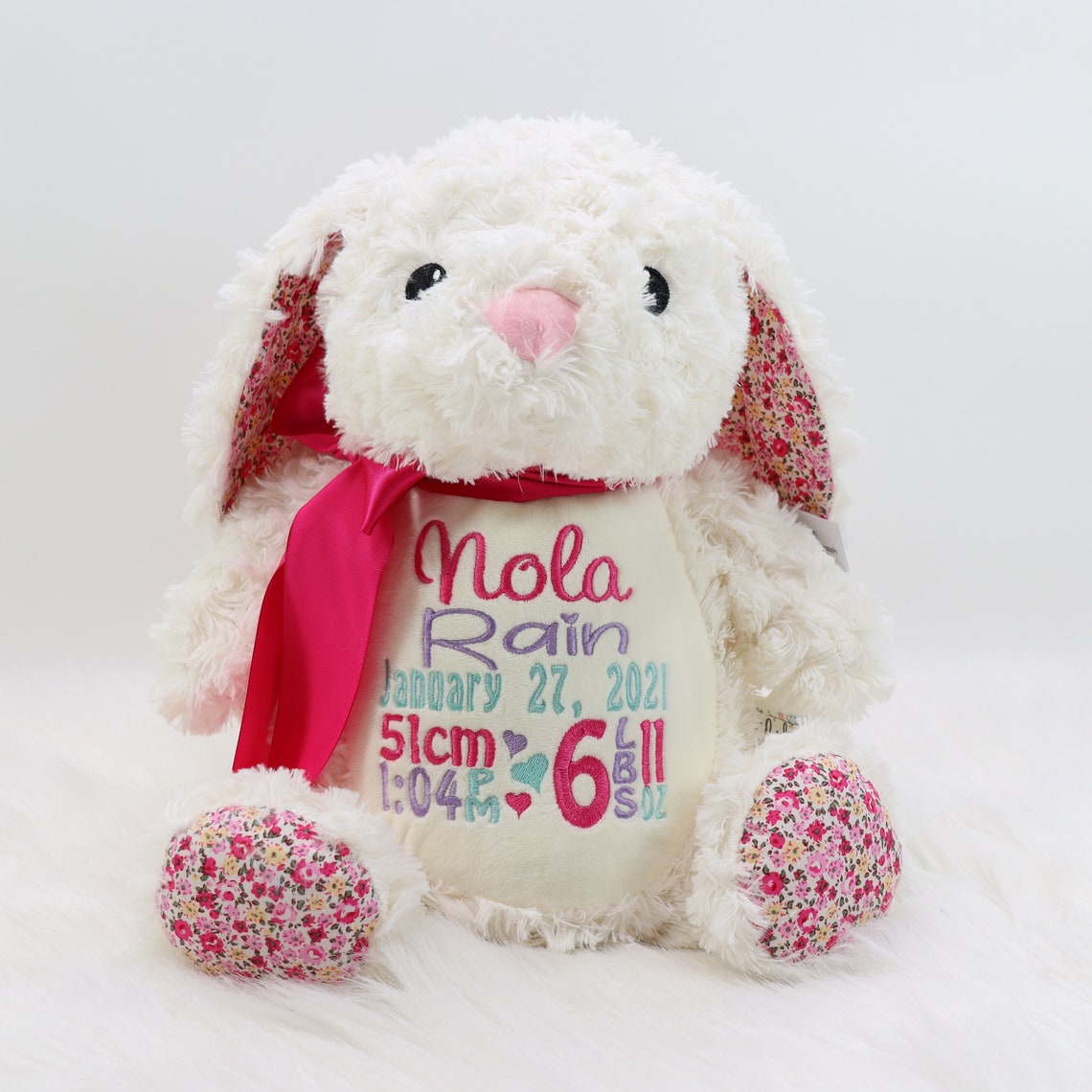 Personalized Stuffed Animal, Personalized Bunny, Birth Stat Animal ...