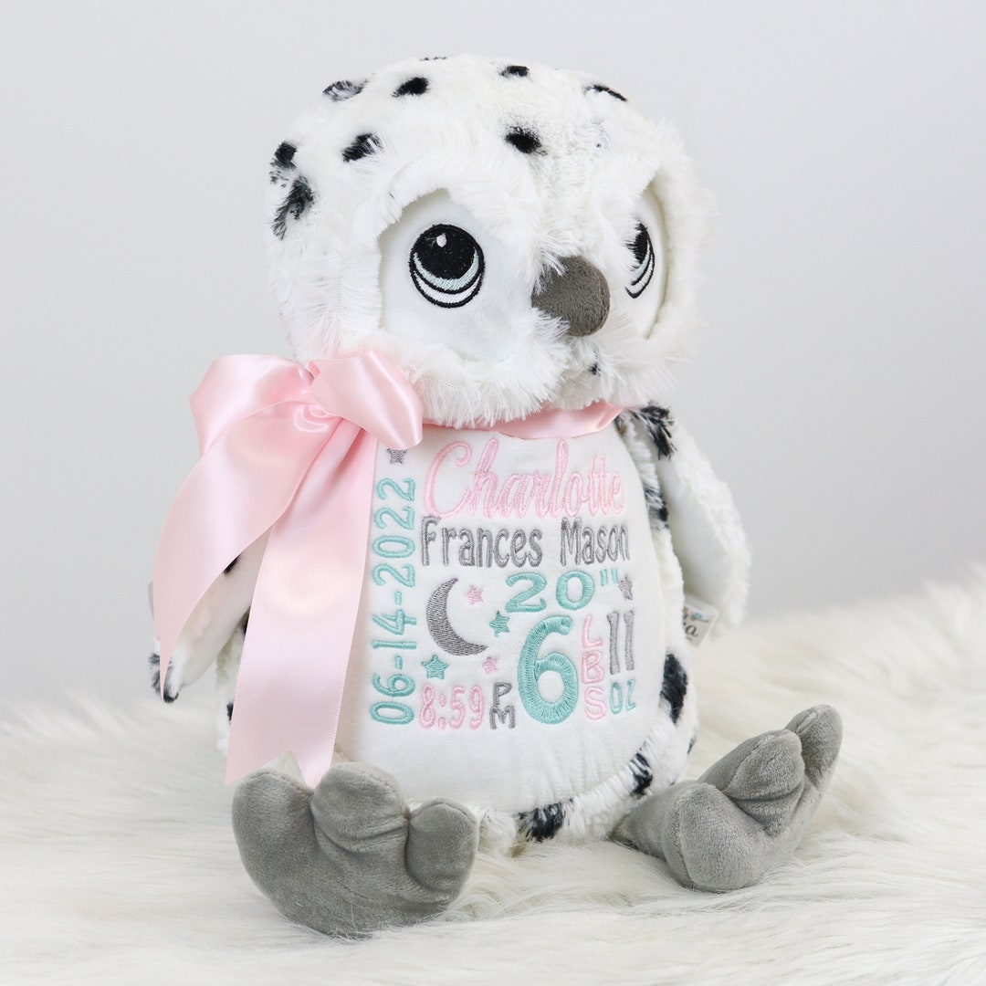 Personalized Stuffed Animal, Personalized Owl, Birth Announcement ...