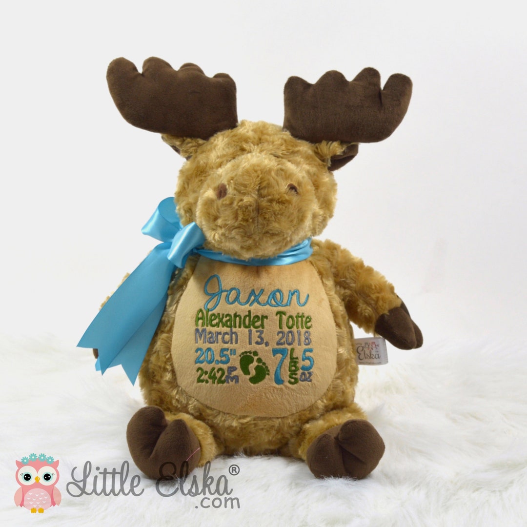 Personalized Stuffed Animal, Personalized Moose, Birth Stat Animal ...