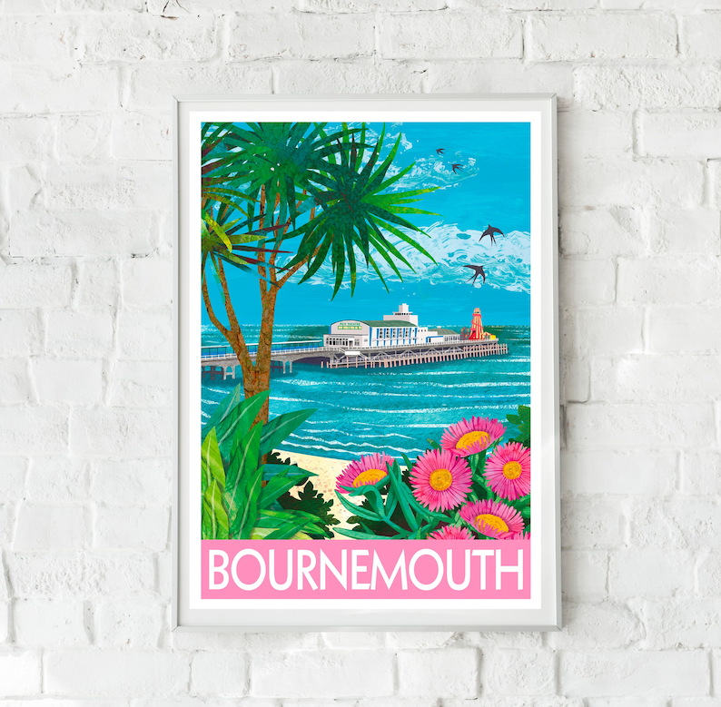 Bournemouth Pier, Dorset Travel Art Print - Etsy