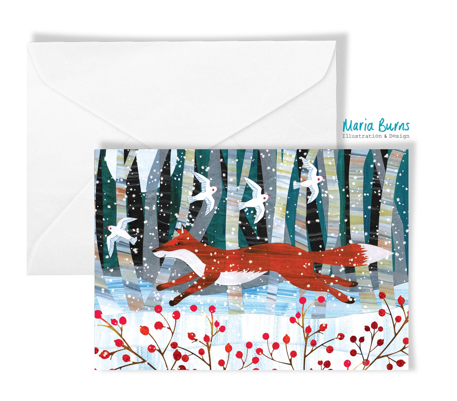 Woodland Fox Christmas Card - Etsy