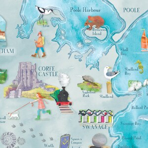 Illustrated Map of Purbeck, Dorset Art Print - Etsy