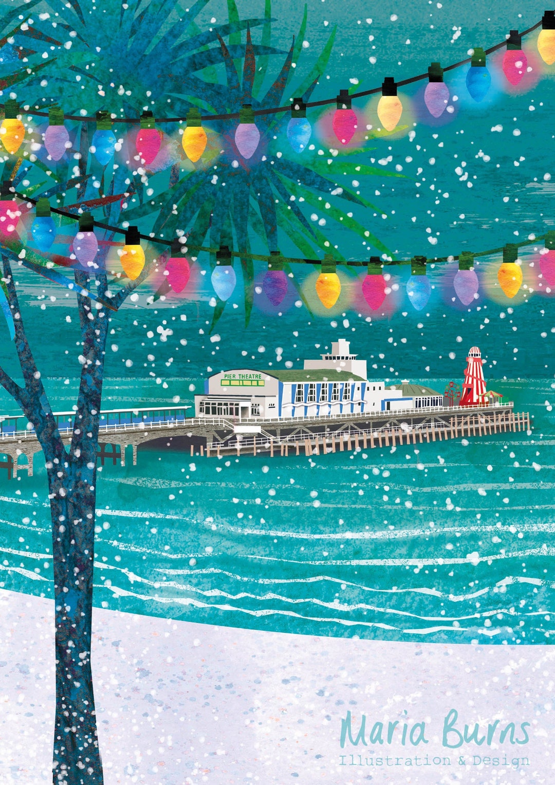 Bournemouth Pier, Dorset Christmas Card - Etsy UK