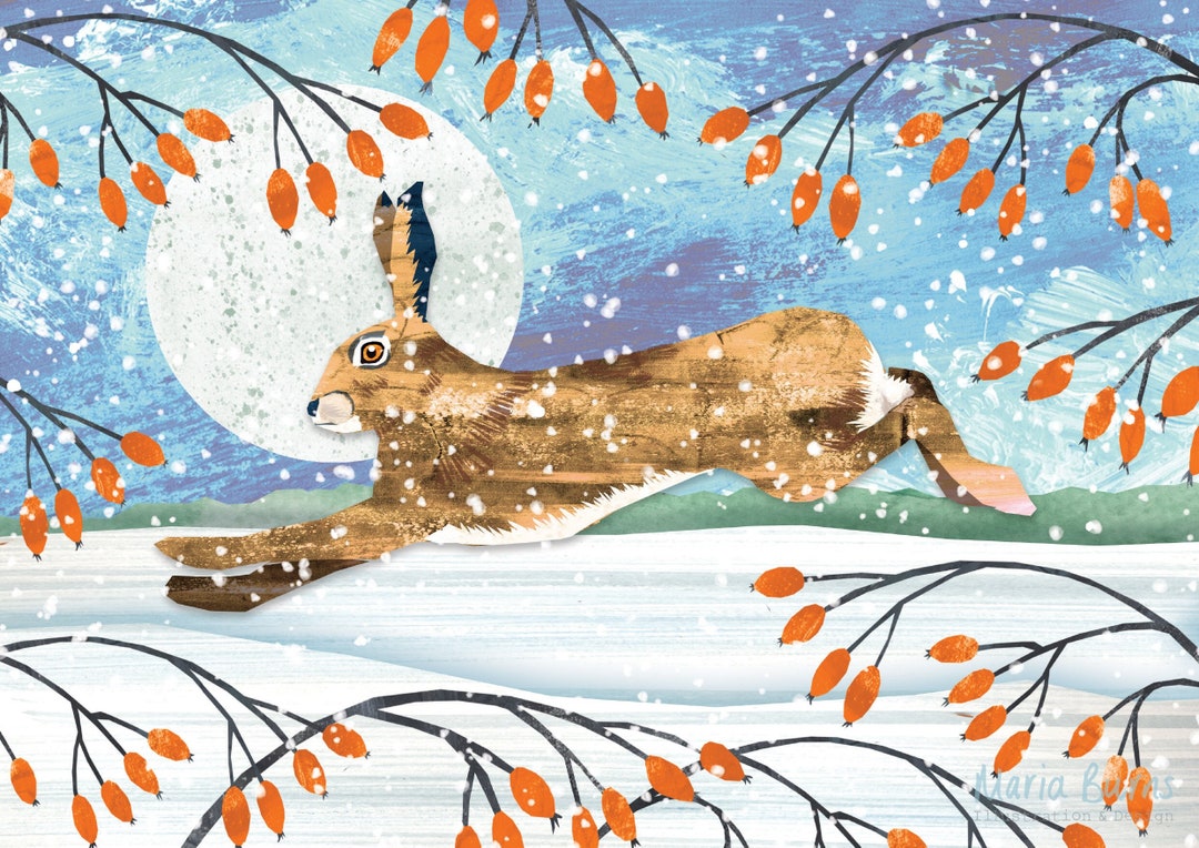 Winter Hare Christmas Card - Etsy