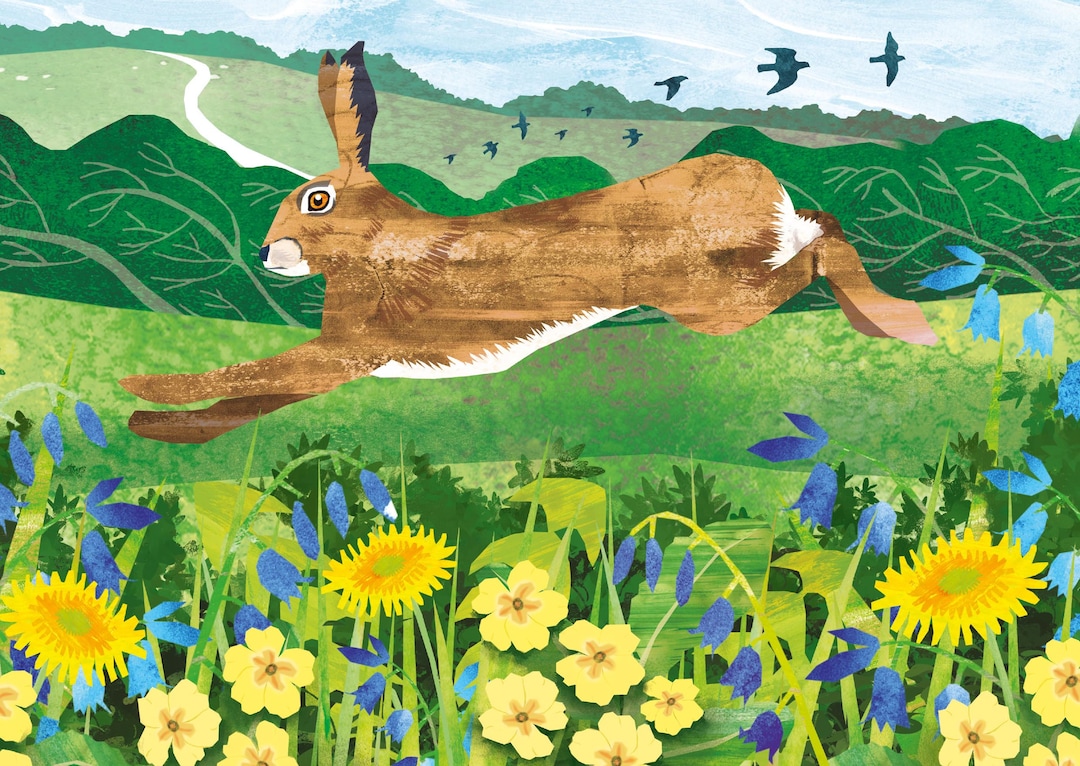 Spring Hare Greeting Card - Etsy