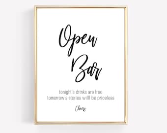 Open Bar Wedding Sign, Gold Open Bar Sign, Wedding Open Bar Sign, Gold ...