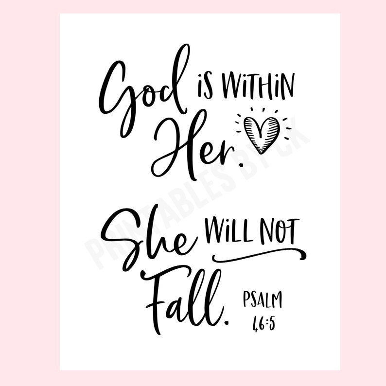 God is Within Her, She Will Not Fall Print, Bible Quote Print, Biblical ...
