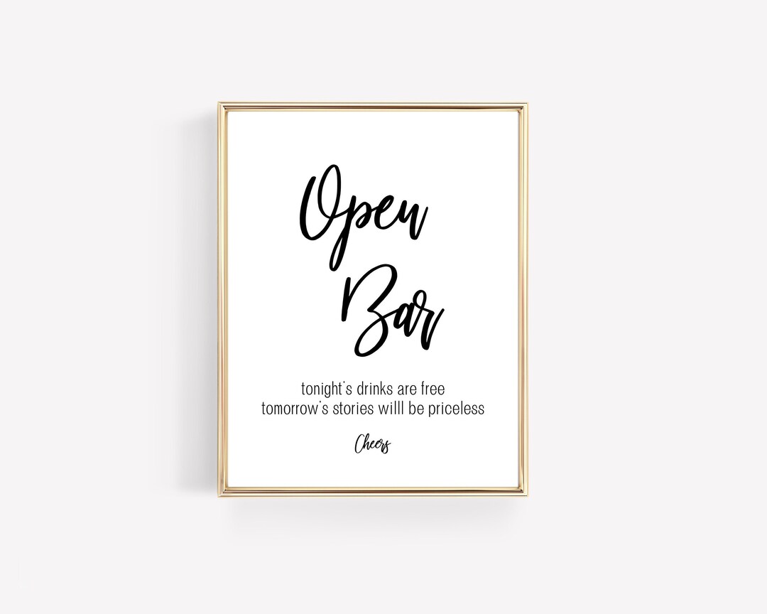 Open Bar Wedding Sign, Open Bar Sign, Wedding Open Bar Sign, Open Bar ...