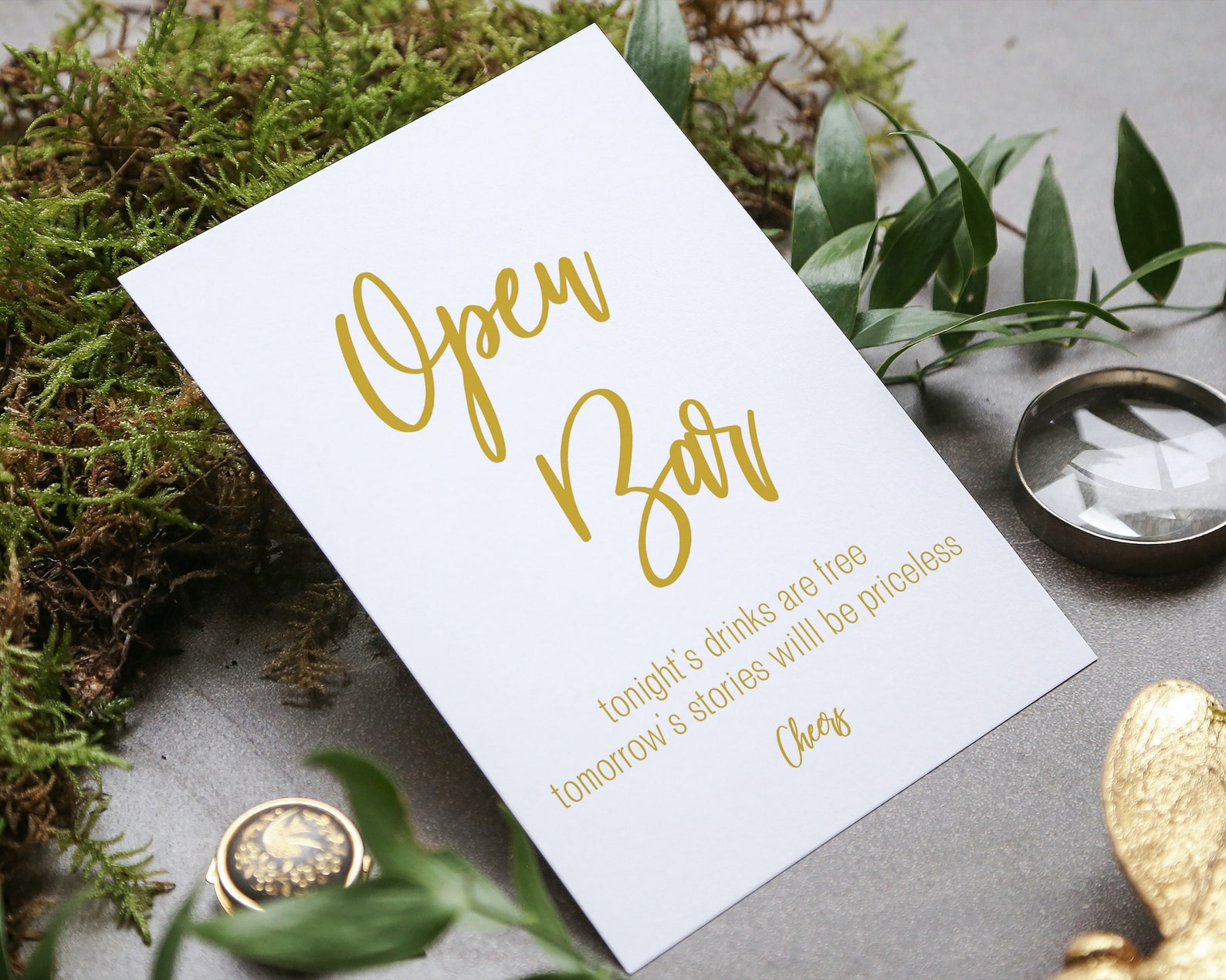 Open Bar Wedding Sign, Gold Open Bar Sign, Wedding Open Bar Sign, Gold ...