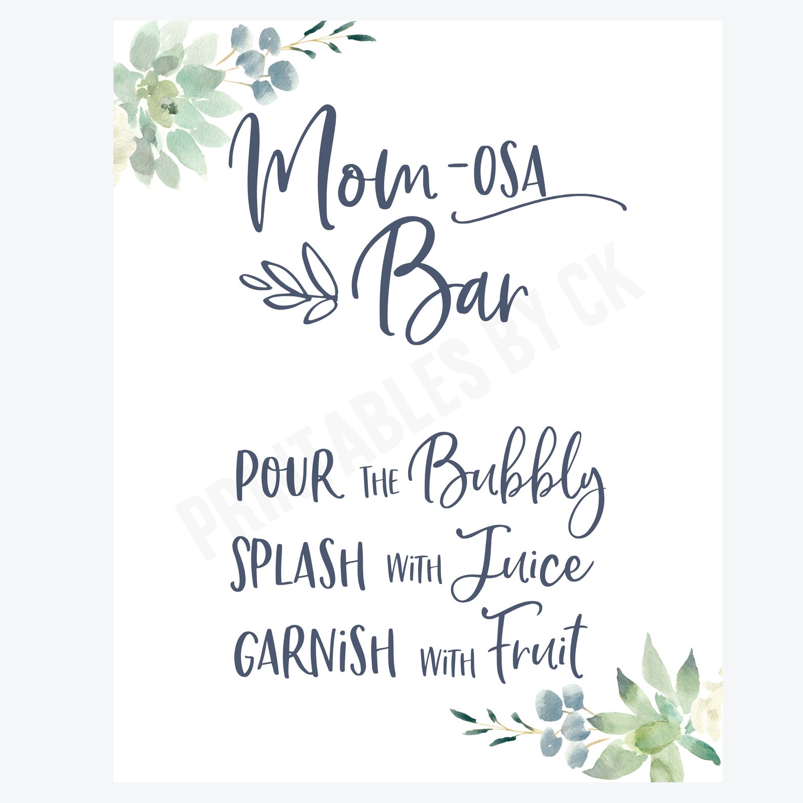 Mom Mosa Bar Sign Succulent Baby Shower Mom Osa Bar Mommosa - Etsy