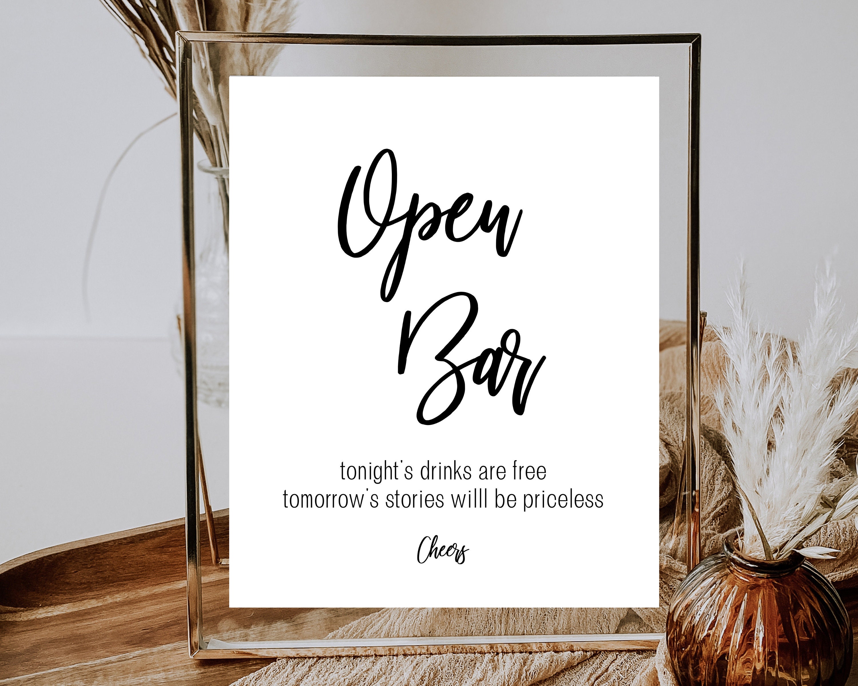 Open Bar Wedding Sign, Open Bar Sign, Wedding Open Bar Sign, Open Bar ...