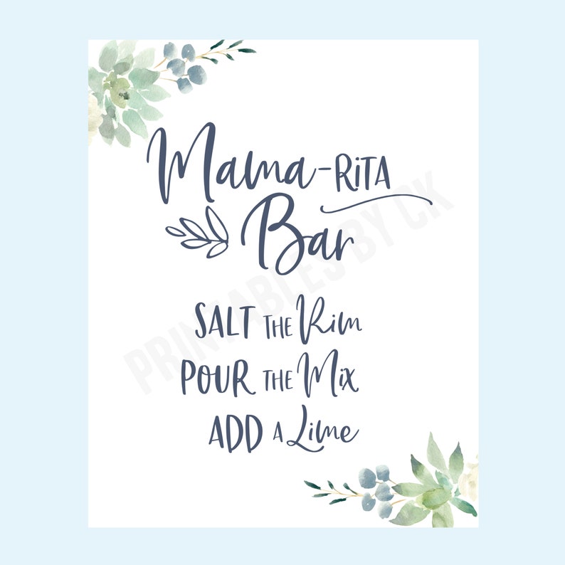 Mamarita Bar, Succulent Baby Shower Mamarita Bar, Baby Shower Margarita ...
