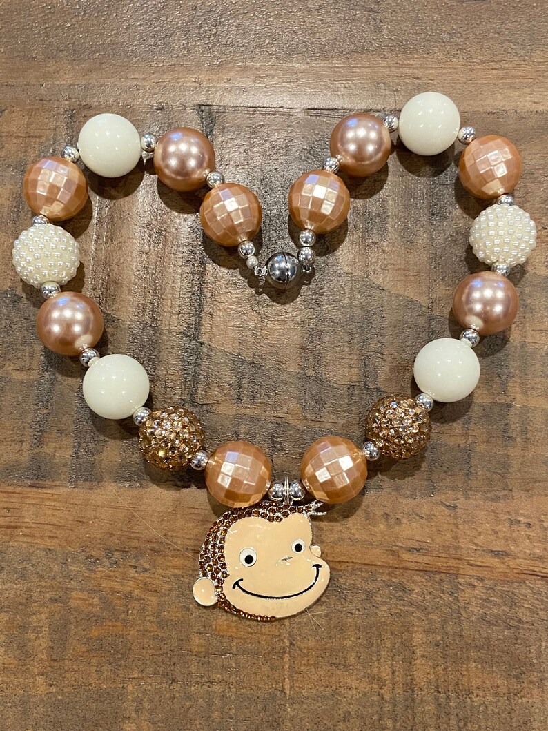 Curious George Inspired, Bubblegum Necklace, Kids Jewelry, Chunky ...