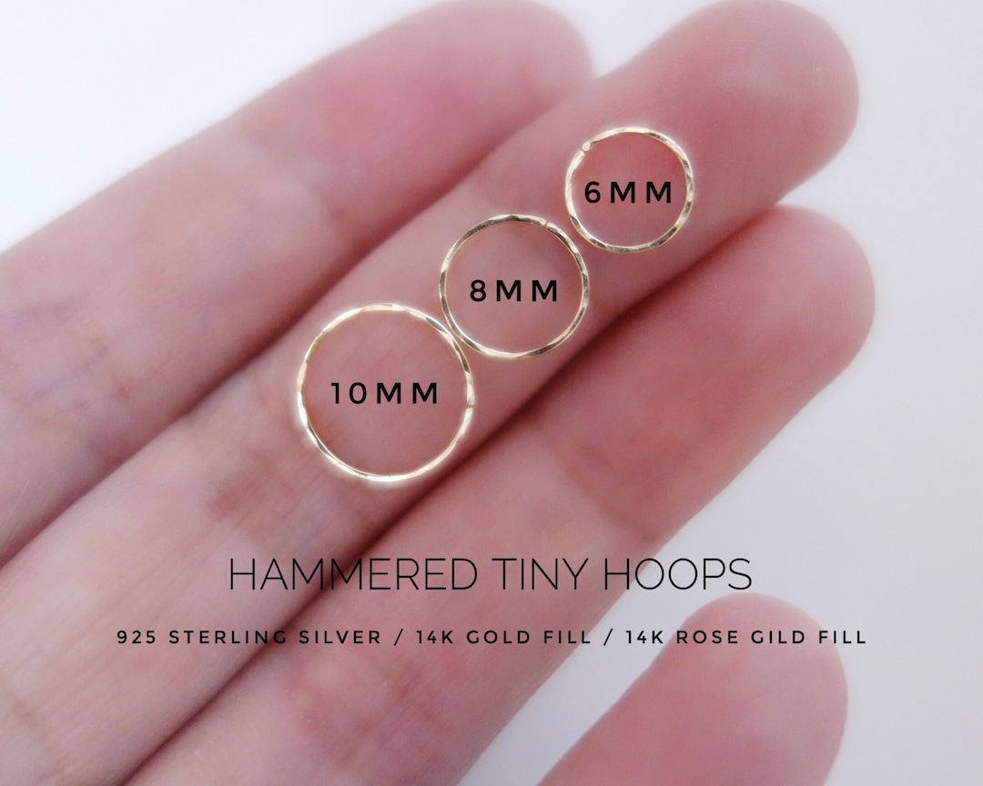 Hammered 14K Gold Filled Nose Ring Texture Cartilage Hoop Tiny Hoop ...