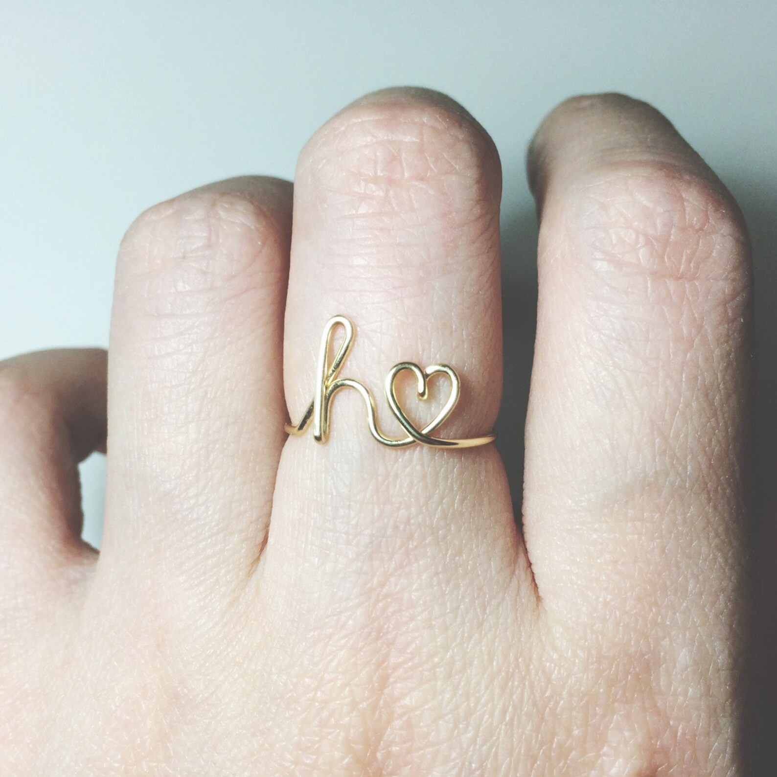 Custom Initial Ring/initial Heart Ring/letter Heart - Etsy