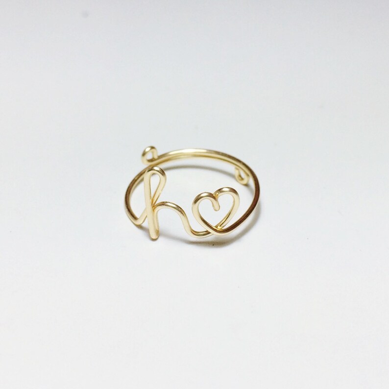 Custom initial ring/initial heart ring/letter heart | Etsy