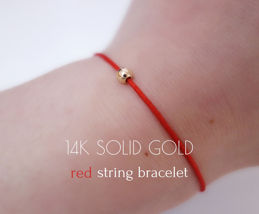 Genuine 14K SOLID YELLOW GOLD Red String Bracelet Amulet Kabbalah ...