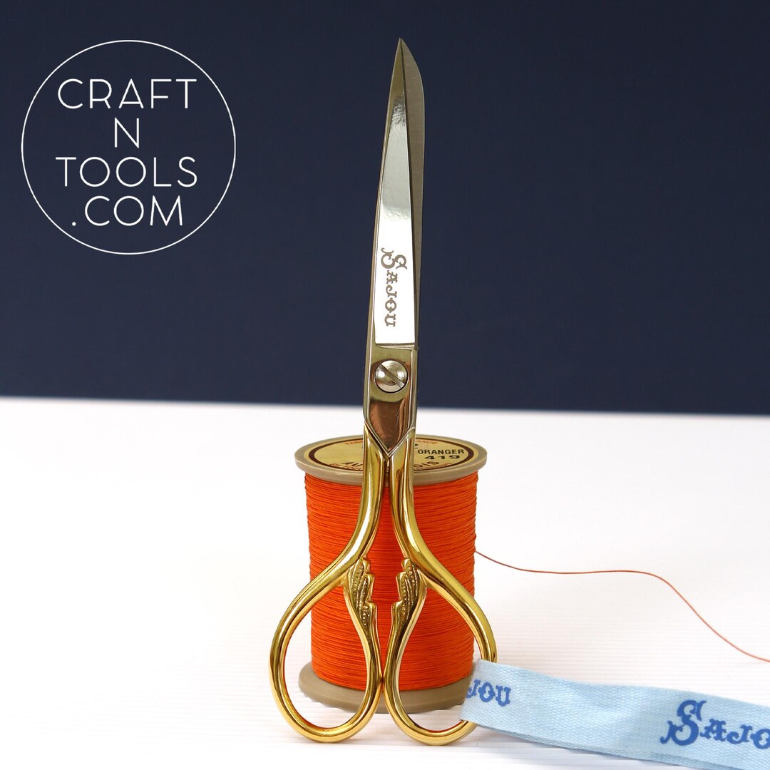 Gilded Leaf Design Large Sewing Scissors by Sajou. Needlecraft Scissors ...