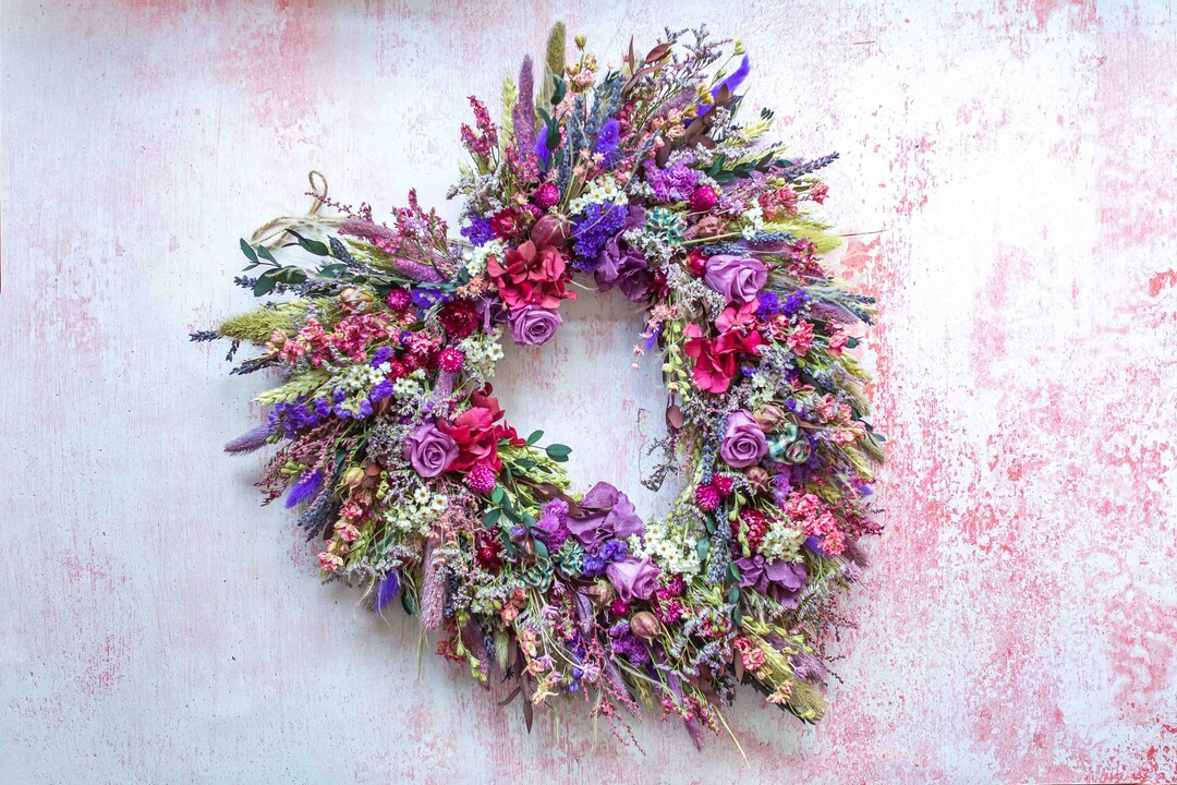 Dried Flower Heart Wreath Made From Natural Colourful Dried Flowers ...