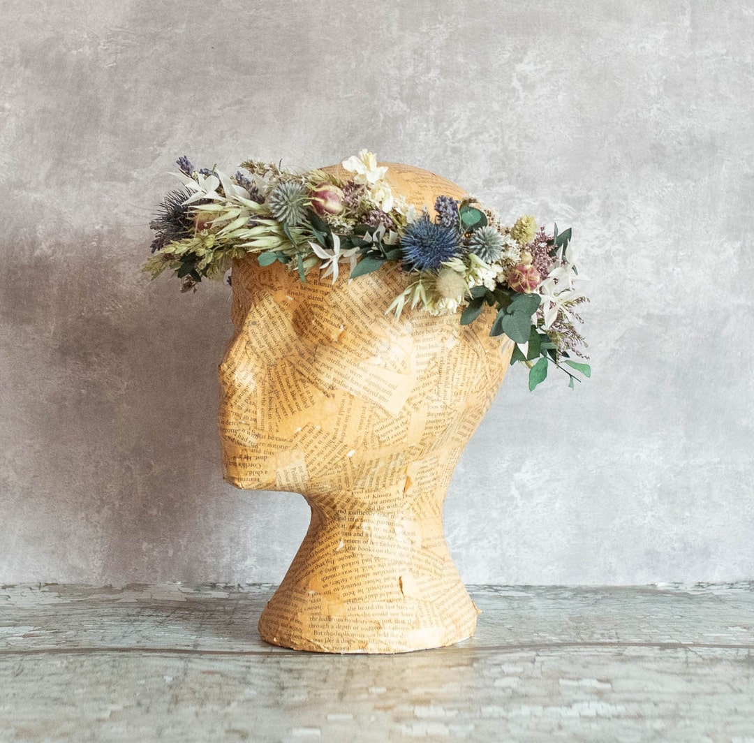 Dried Flower Thistle Crown in Greens and Blues. Scottish Thistle ...