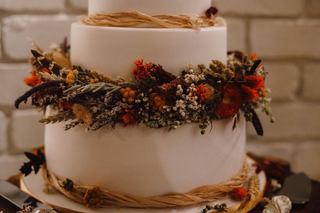 Wedding Cake Decoration. Dried Flower Garland Flowers Made to - Etsy