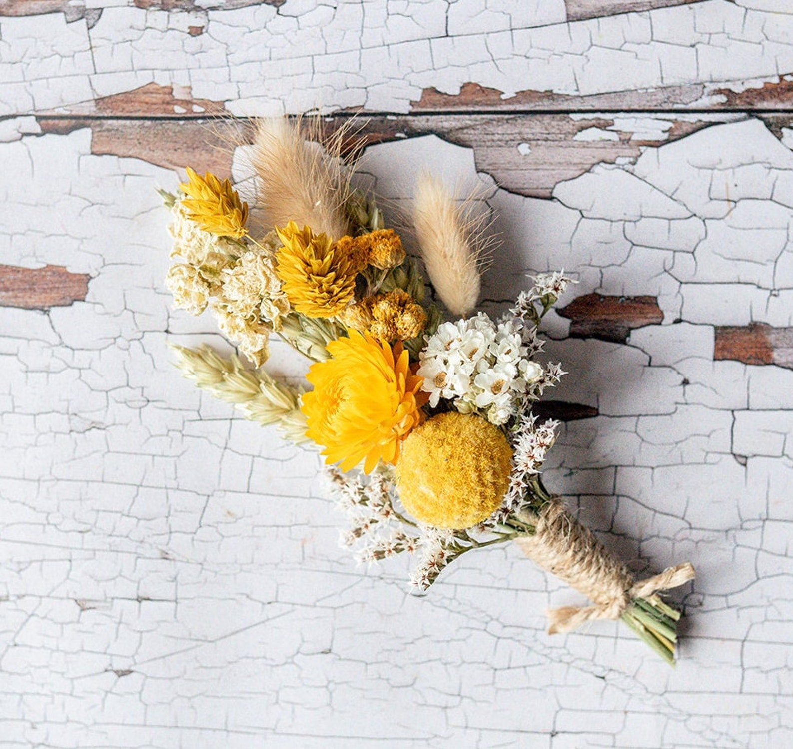 Dried Flower Buttonholes. Sunshine Yellow by Florence and - Etsy