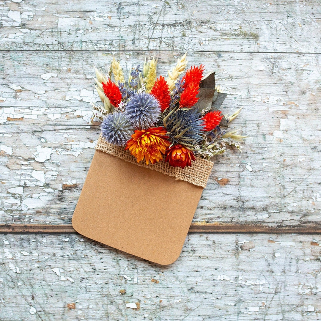 Dried Flower Autumnal Pocket Square. Alternative Wedding Buttonholes ...