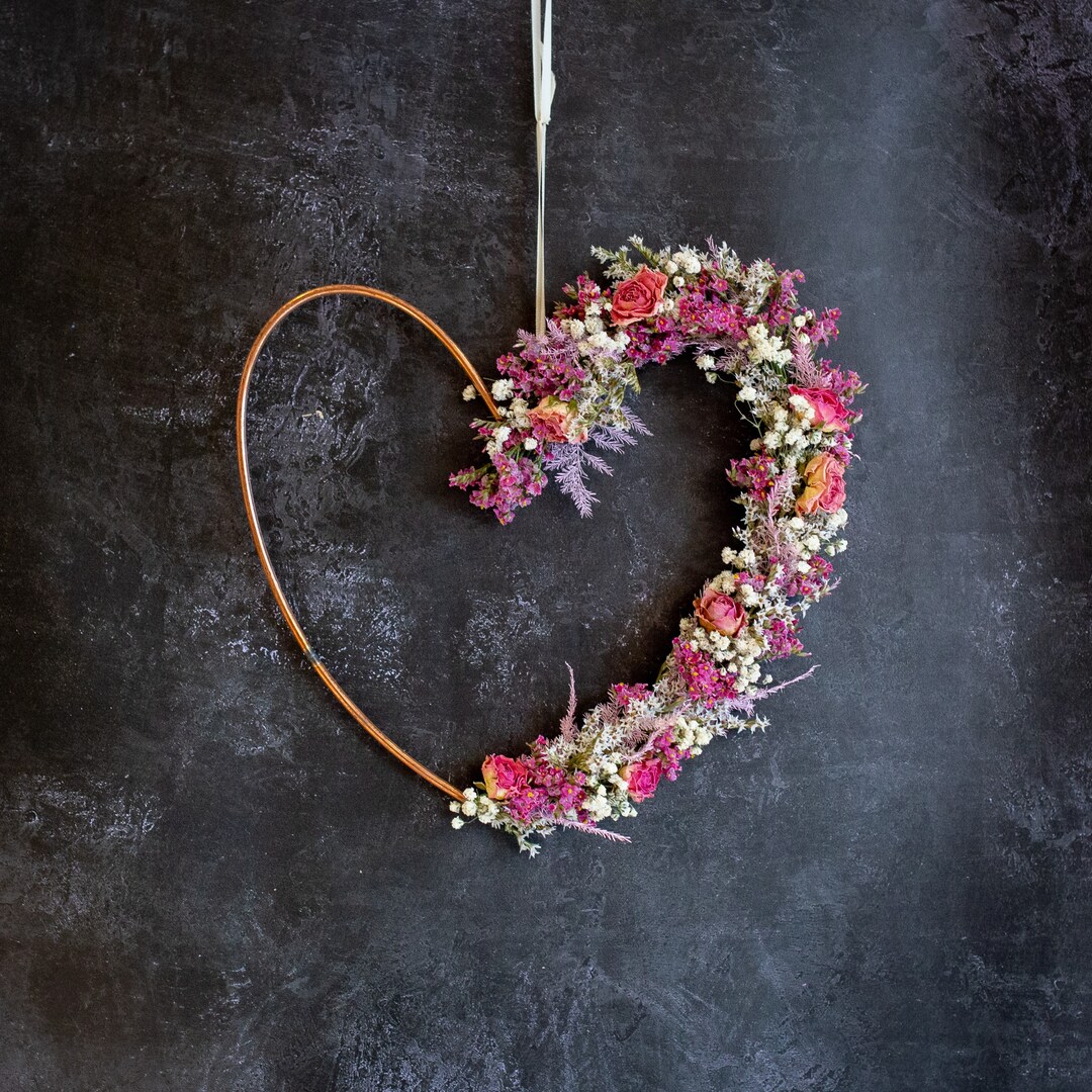 Dried Flower Heart. A Hand Decorated Heart With Beautiful Dried Flowers ...