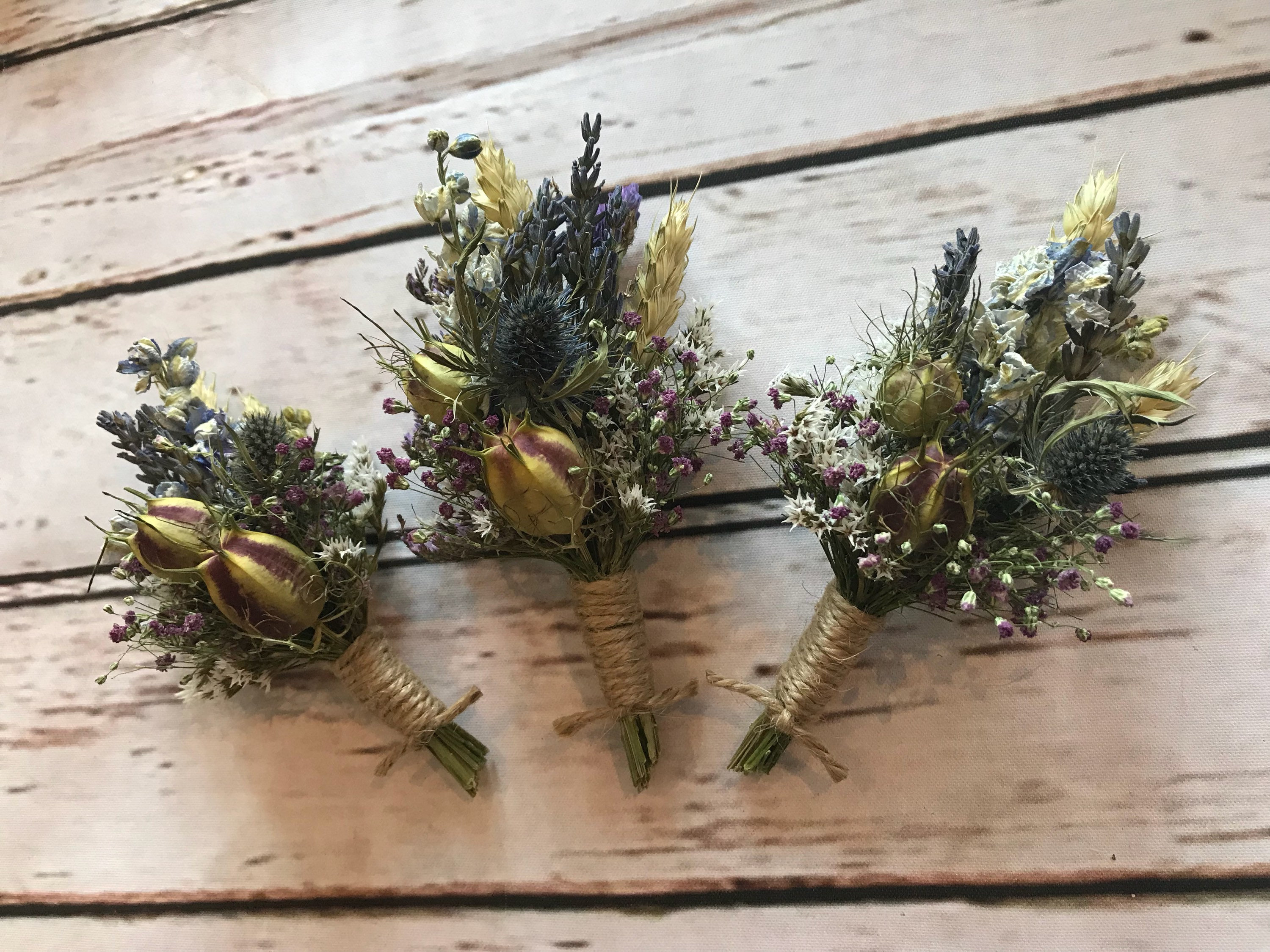 Beautiful Thistle Buttonholes. Made From Dried Flowers and - Etsy UK