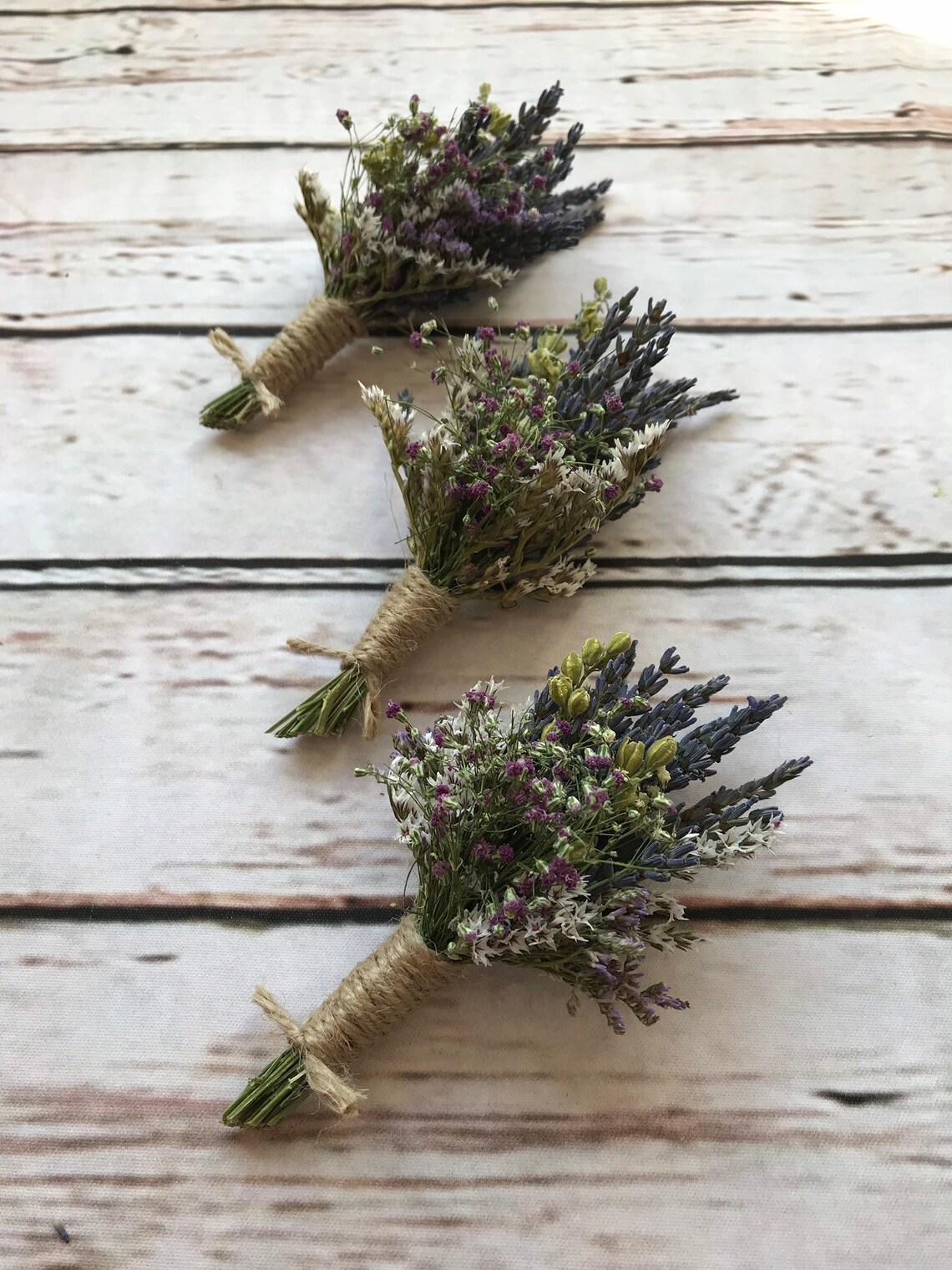 Dried Flower Buttonholes. Rustic Lavender design by Florence | Etsy