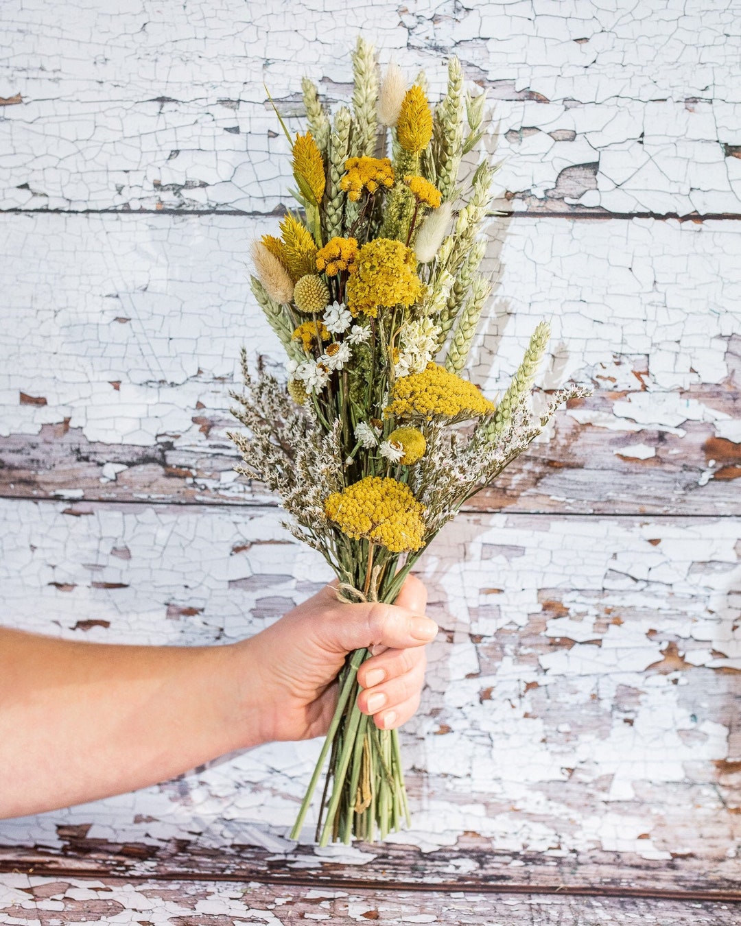 Yellow Dried Flowers. Grab and Go Bouquet. A Bunch of Dried Flowers ...