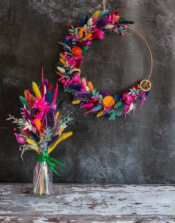 Dried Flower Hoop. A Metallic Hoop Hand Decorated With Dried - Etsy