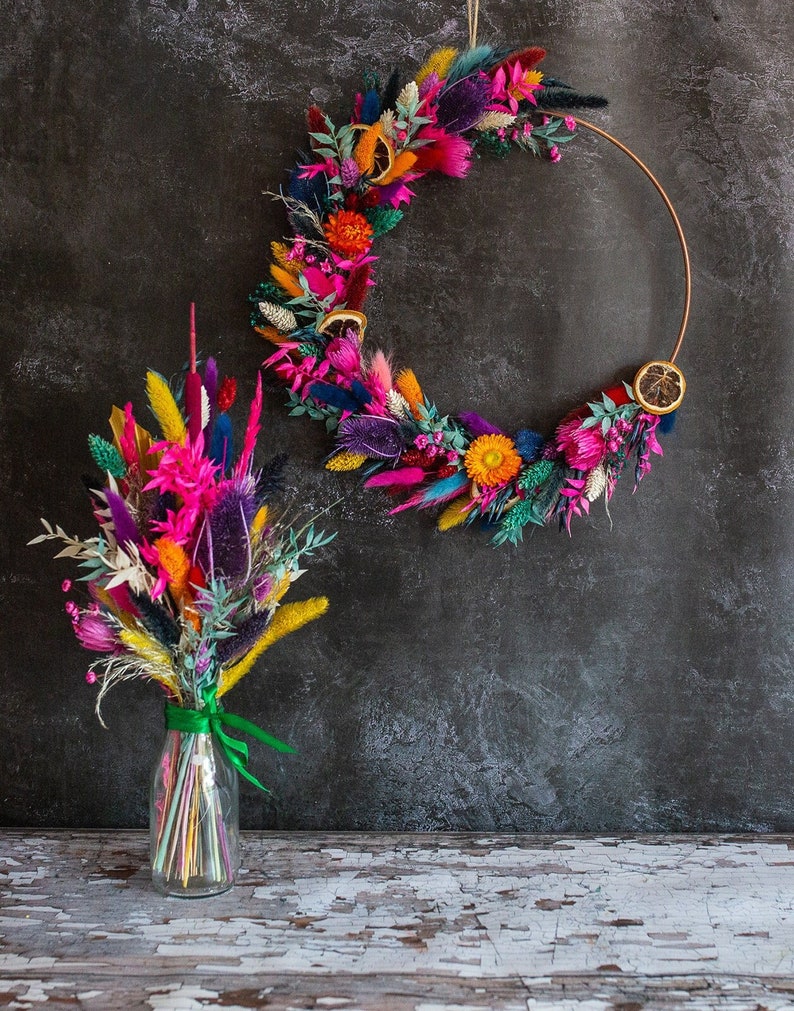 Dried Flower Hoop. A Metallic Hoop Hand Decorated With Dried - Etsy