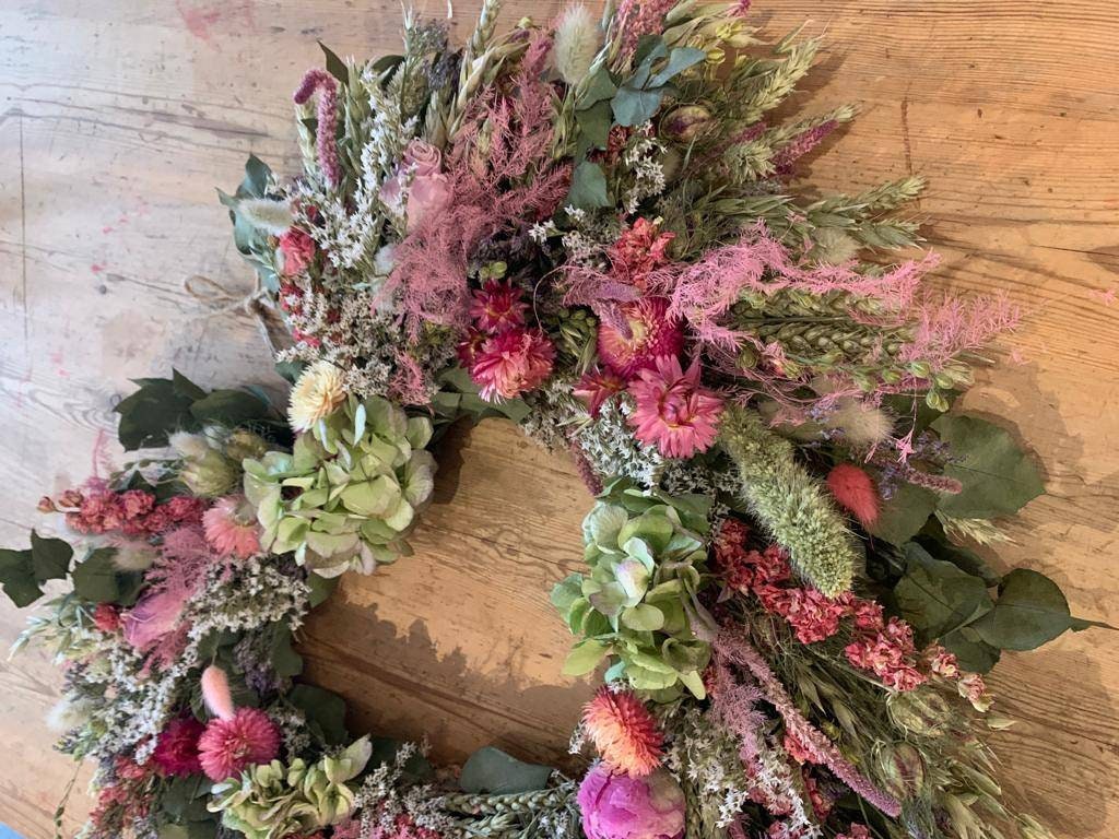 Natural Heart Wreath made from dried & preserved flowers. Can | Etsy