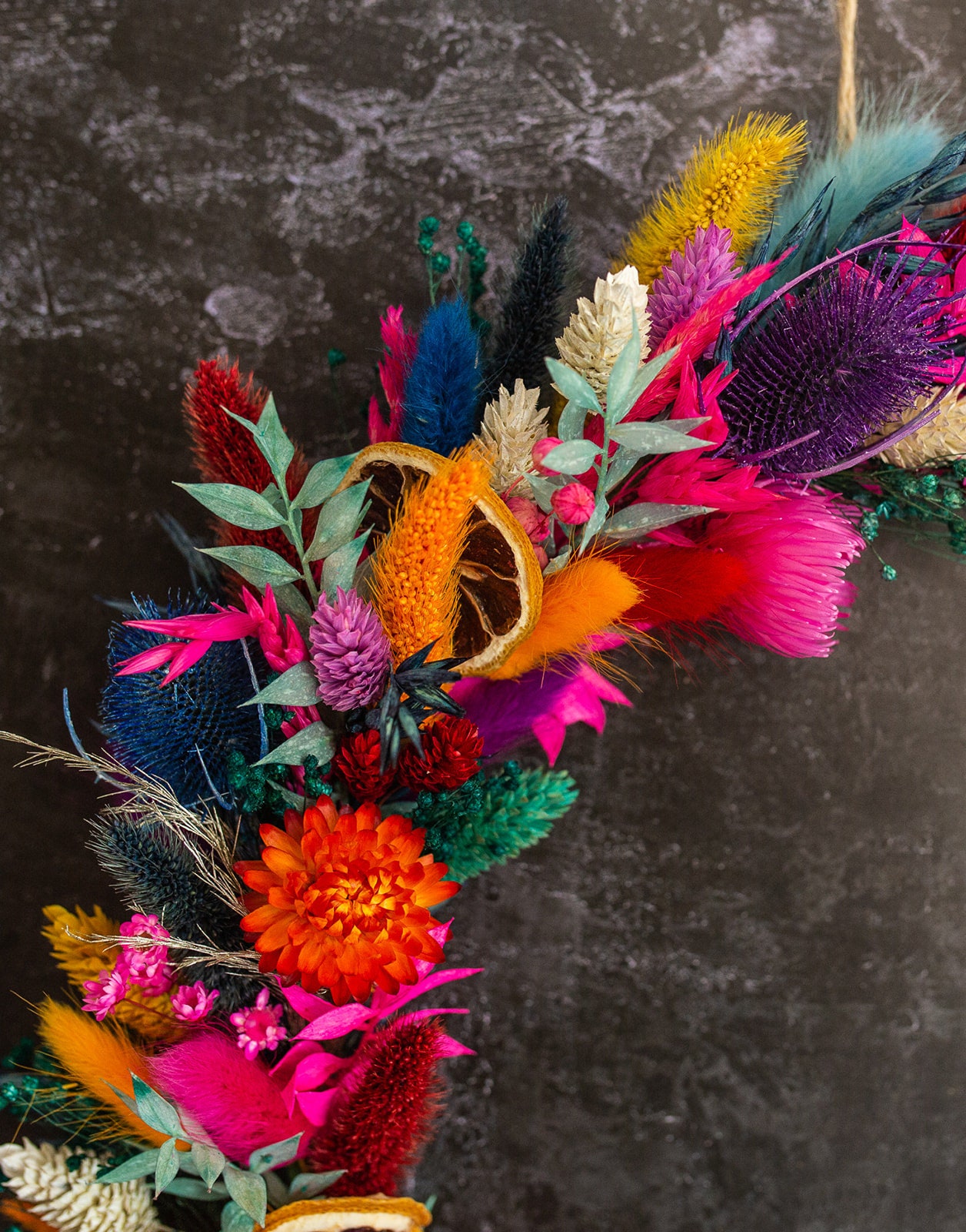 Dried Flower Hoop. A Metallic Hoop Hand Decorated With Dried Flowers ...