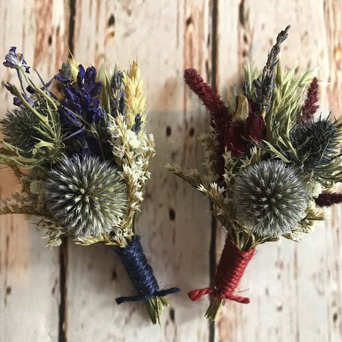 Beautiful ROSEBUD & THISTLE Bespoke Wedding Buttonholes. Made - Etsy UK